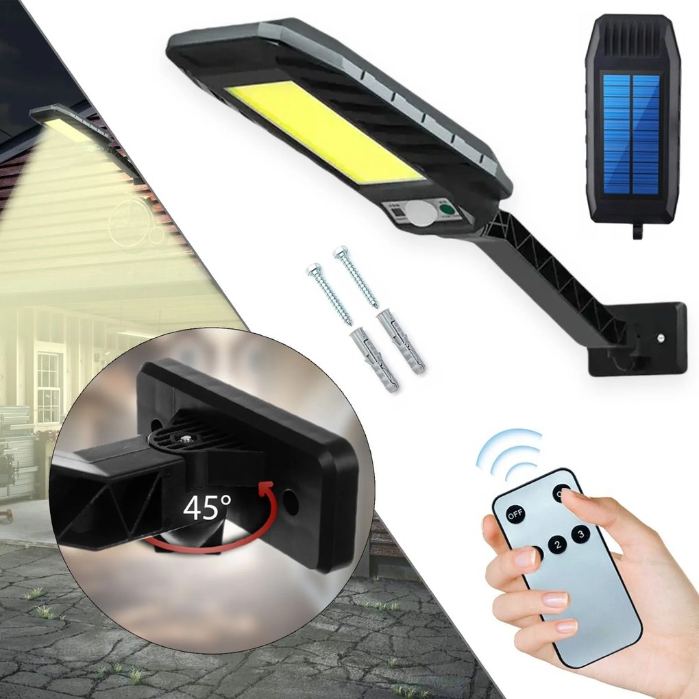 Toolight Toolight, LED solární lampa se snímačem pohybu RSL018, černá, OSW-10248