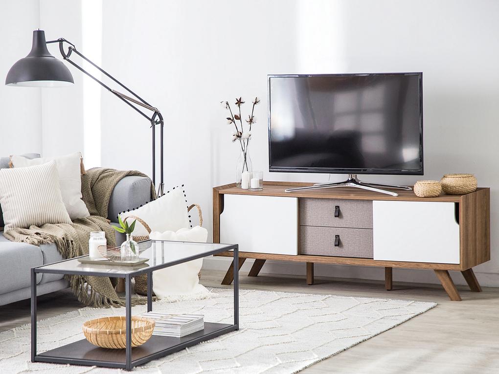 Televizní stolek bílý / světlé dřevo ACTON  Beliani