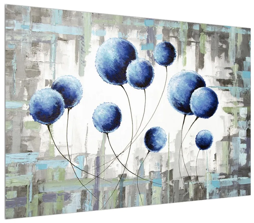 Abstraktní obraz - modré balónky (100x70 cm)