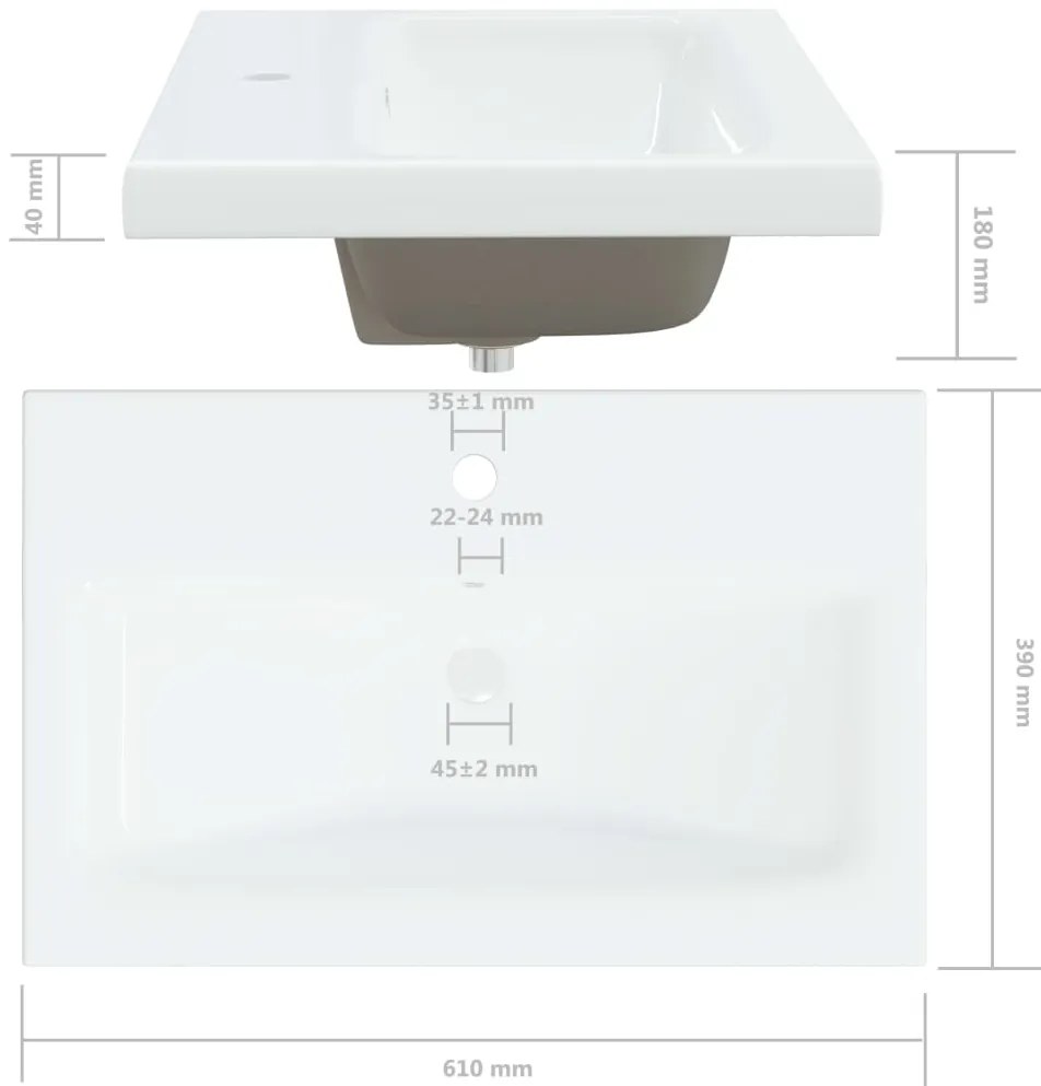 vidaXL Marketos Zápustné umyvadlo s baterií 61 x 39 x 18 cm keramické bílé