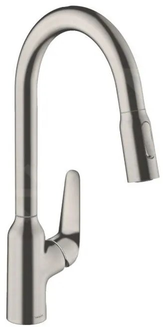 Hansgrohe Focus M42, dřezová baterie M429-H220 s výsuvnou sprškou, vzhled nerezavějící oceli, HAN-71800800
