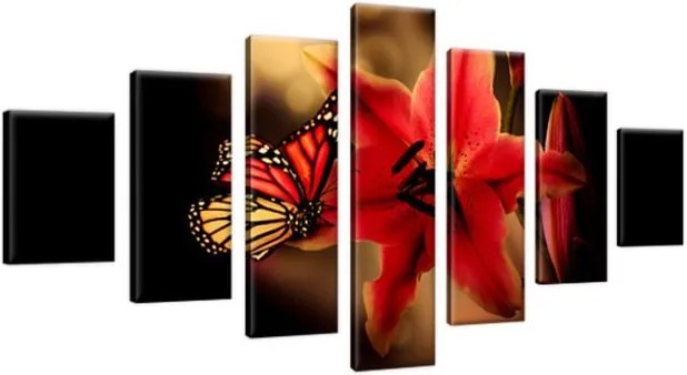 Obraz na plátně Motýli a lilie 210x100cm 1264A_7A