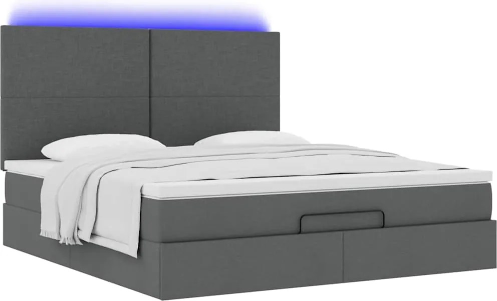 Osmanský rám postele s matrací tmavě šedá 180x200cm textil 3313942