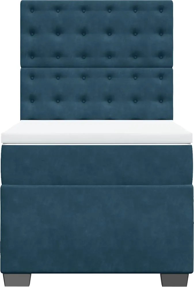 Box spring postel s matrací modrá 100 x 200 cm samet 3290850