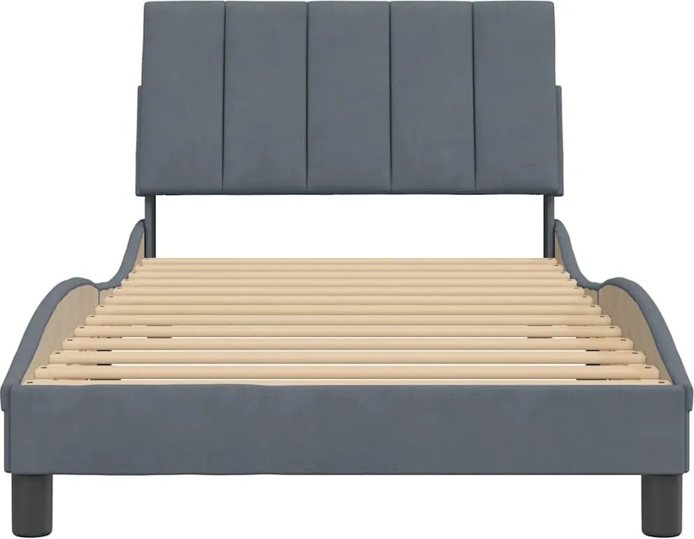 Rám postele bez matrace Hanko tmavě šedá 100 x 200 cm samet 3207832