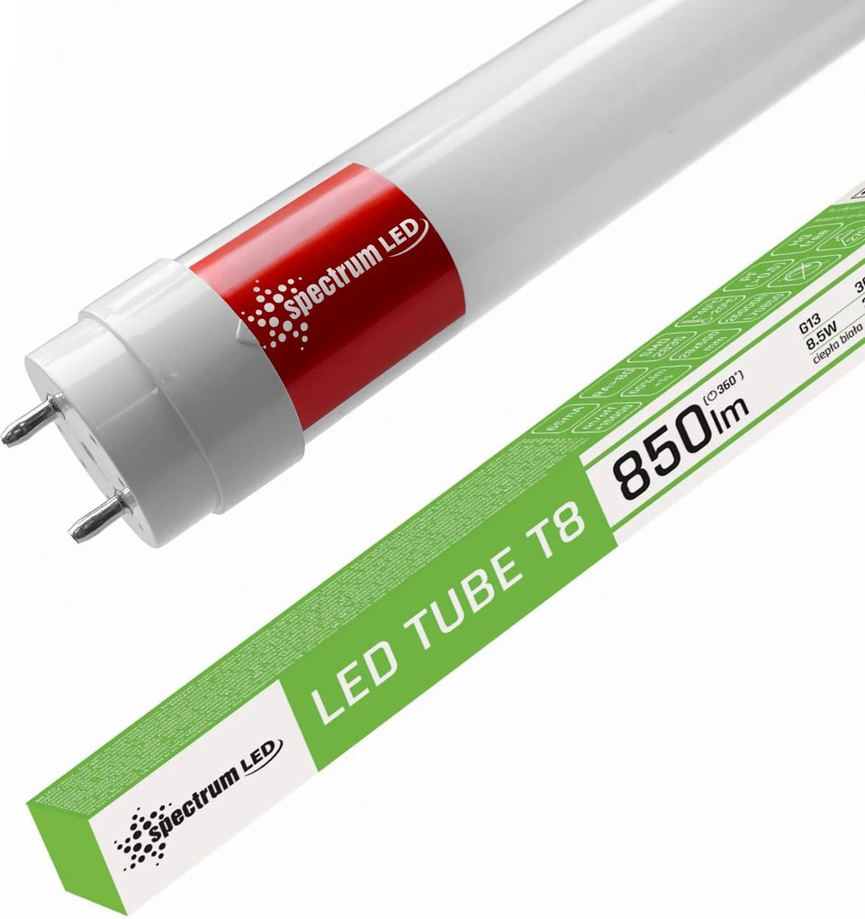 Spectrum LED Rea, LED Tube Warm White 60CM T8 230V 8,5W WOJ+22300, OSW-12001