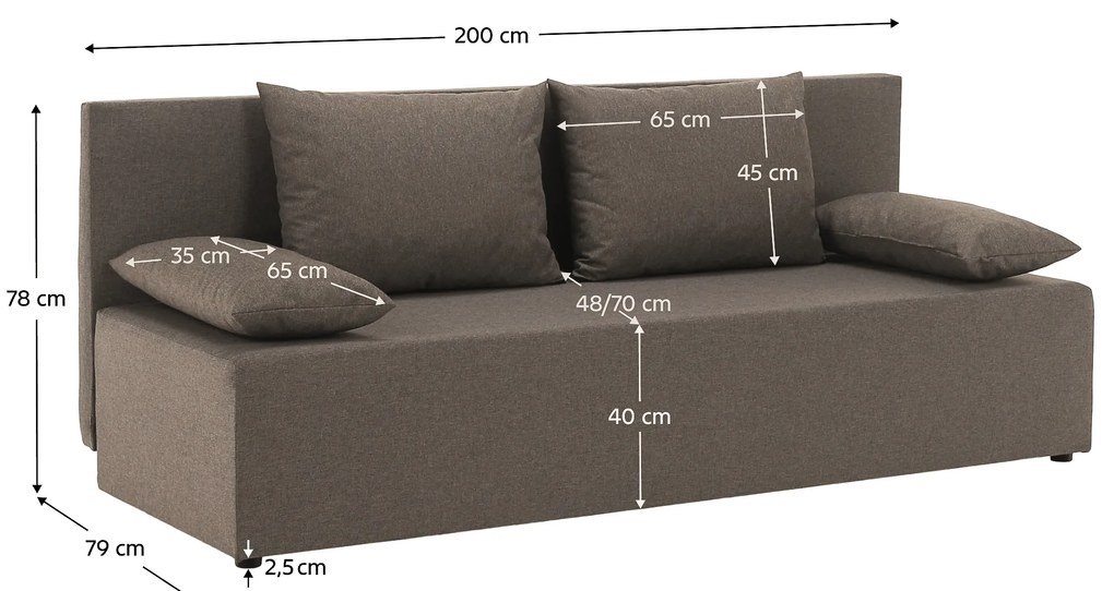 Kondela Rozkládací pohovka, hnědá, EUGI