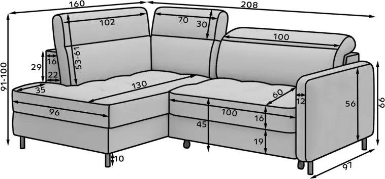 Malá rohová sedací souprava BÁRA, levá, tm. modrá (manhattan 40)