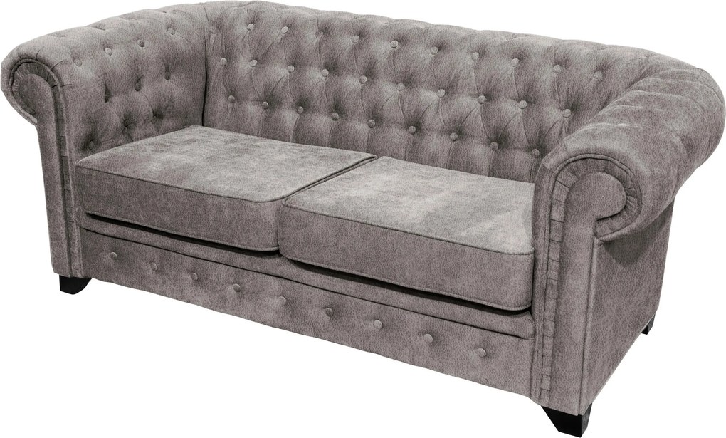 XXXLutz POHOVKA CHESTERFIELD, dřevo, textil, kompozitní dřevo, šedá MID.YOU - Pohovky - 000694009818