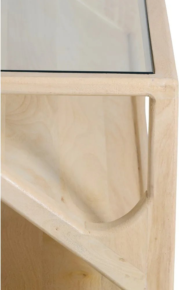 Konzolový stolek se skleněnou deskou ve světle přírodní barvě 41x119 cm Yuki – Light & Living