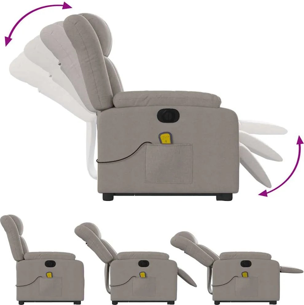 Elektrické zvedací masážní polohovací křeslo taupe textil 3205360