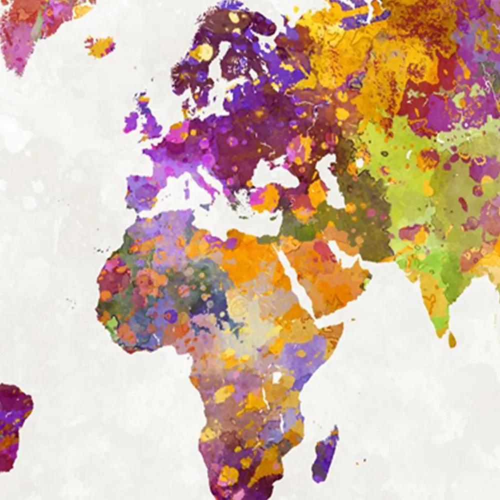 Ozdobný paraván Mapa světa - 180x170 cm, pětidílný, obustranný paraván 360°