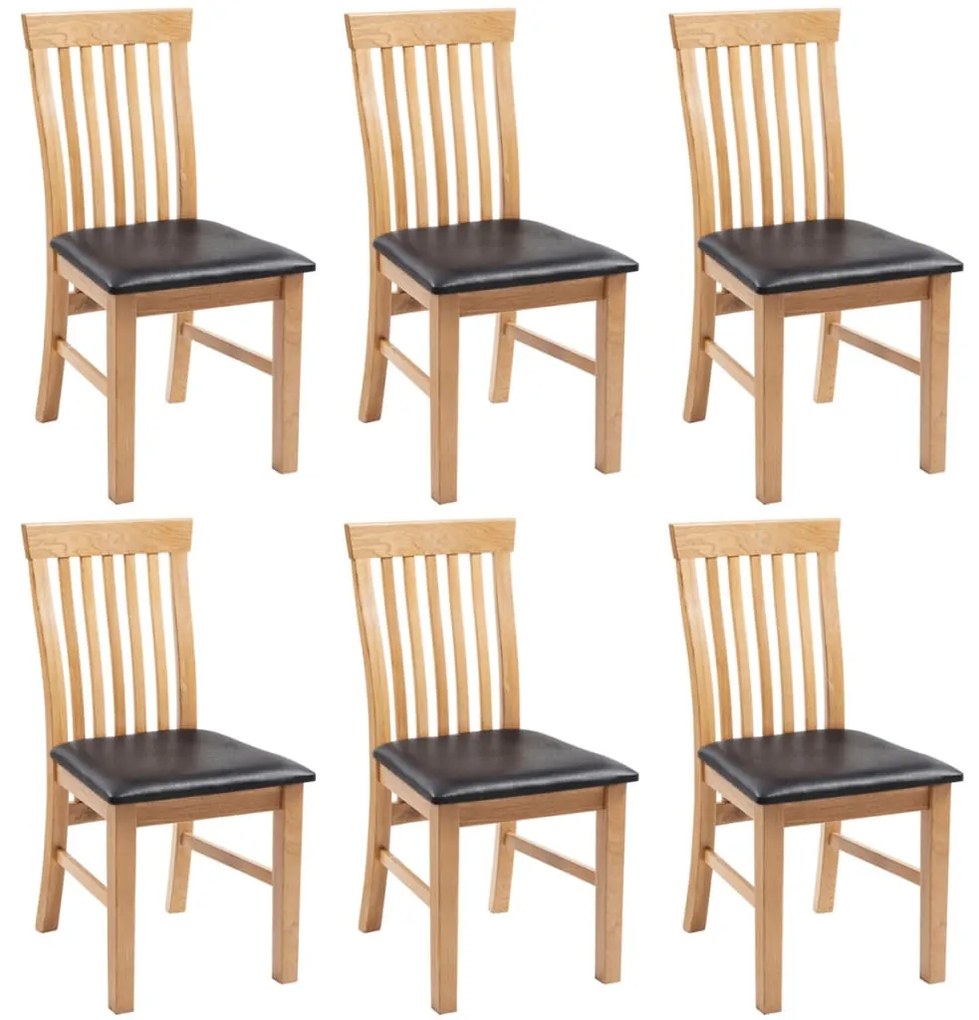 274364 vidaXL Jídelní židle 6 ks masivní dubové dřevo a umělá kůže