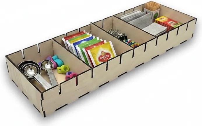 usporadejto.cz Organizér do šuplíku s přepážkami, vložka do zásuvky, dřevěný VASKY, 45,5 x 15 x 6 cm