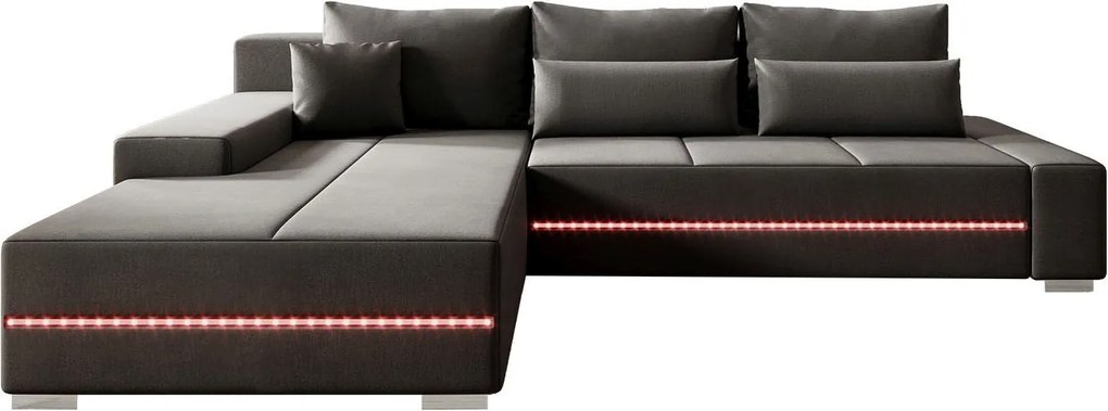 Juskys Rozkládací sedací souprava Davos s LED osvětlením Barva: světle šedá, Provedení: pravé