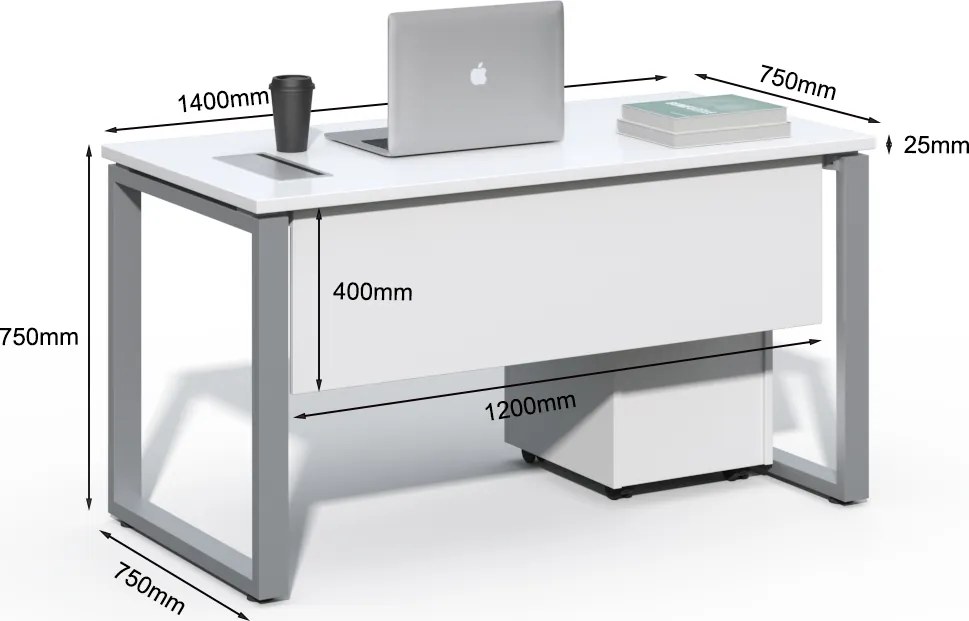 Kancelářský stůl s kontejnerem Houseland Prime Home 02 B 140 cm bílý