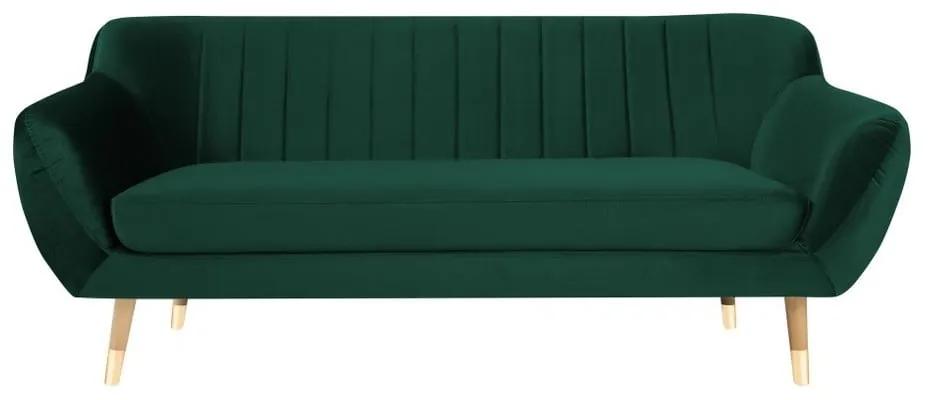Tmavě zelená sametová pohovka Mazzini Sofas Benito, 188 cm