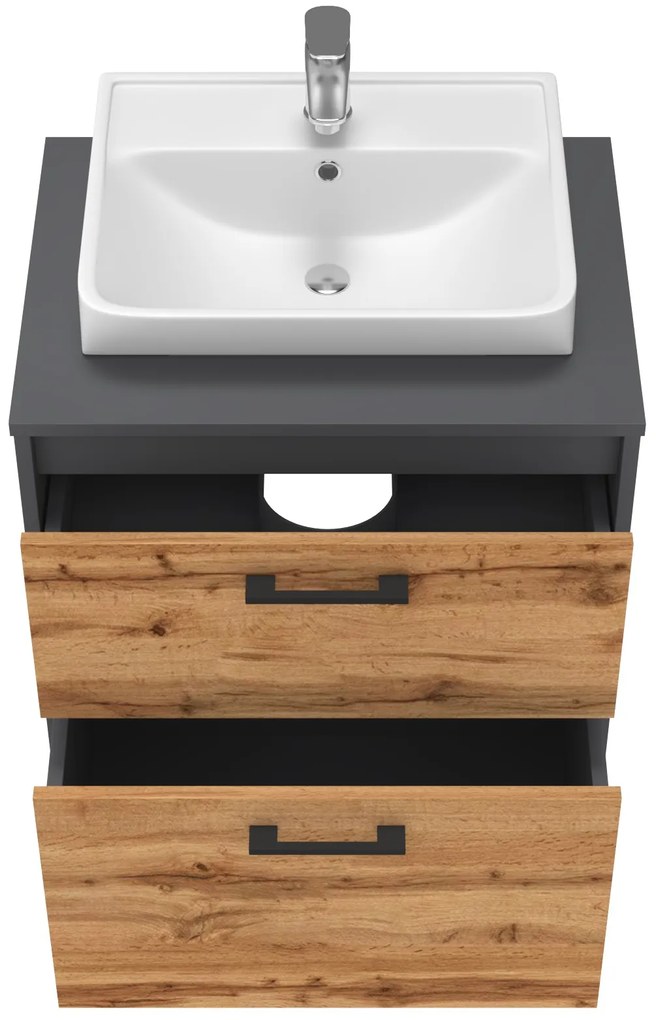 Lavedo Afina Neon Grey/Wotan Oak 60 koupelnová skříňka s umyvadlem