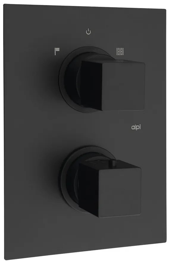 Sapho DIMY podomítková sprchová termostatická baterie, 2 výstupy, černá mat - DM392BL