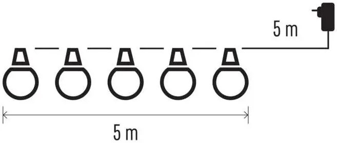 LED světelný párty/vánoční řetěz 10x koulička barevná, 5 m, venkovní i vnitřní, teplá bílá