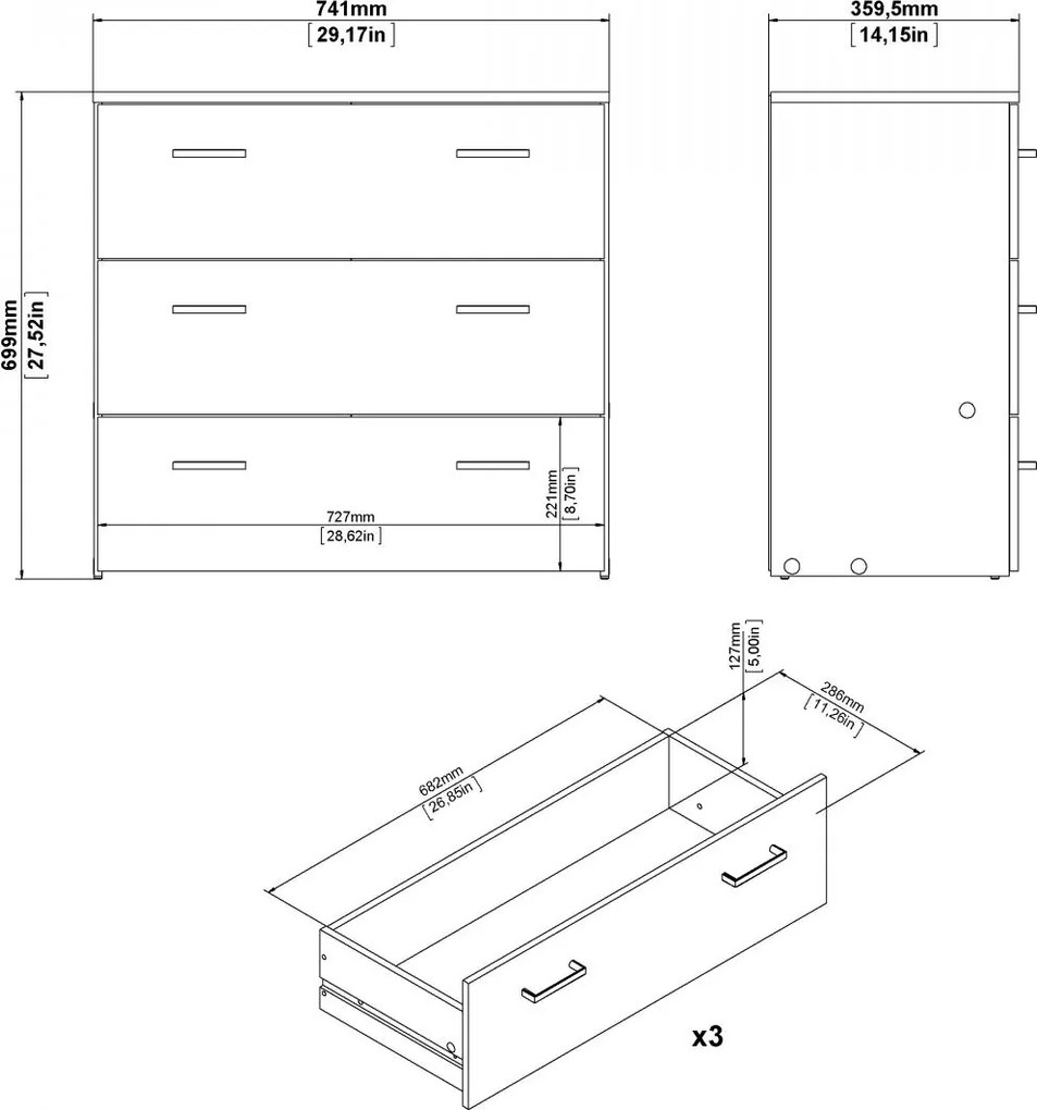 FALCO Komoda Sid 3S bílá