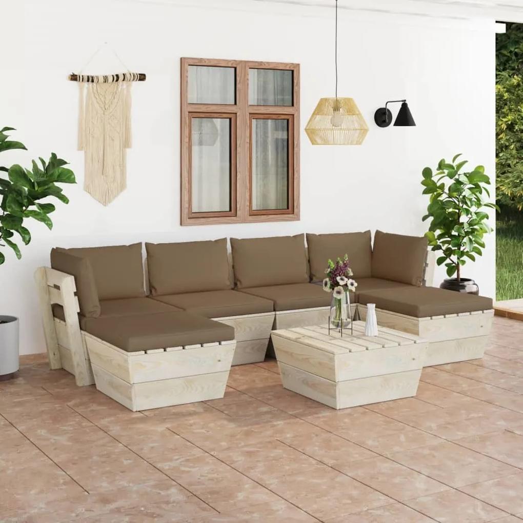 vidaXL 7dílná zahradní sedací souprava z palet + podušky smrkové dřevo [3063576] Barva: Béžová
