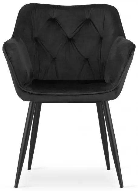 Set dvou jídelních židlí MADERA samet - černé (2ks)