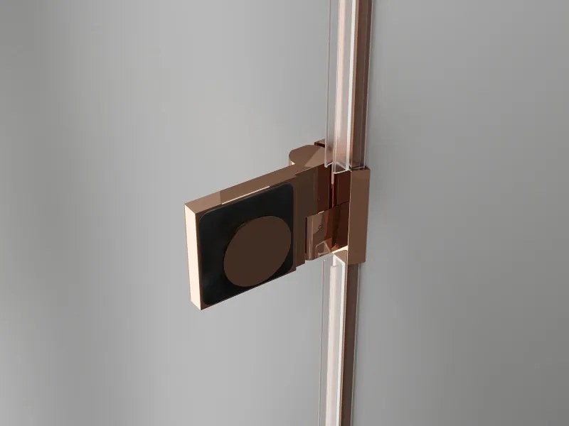 Mexen Lunar-B, levé otočné sprchové dveře 70 cm, 8mm čiré sklo, růžové zlato profil, 832-070-000-60-00-L