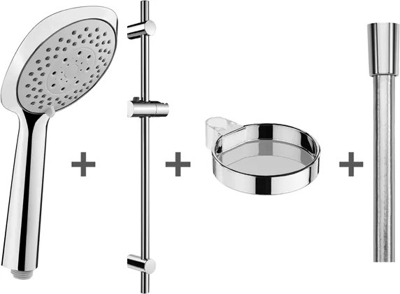 Cubito-N sprchový set - ruční sprcha hranatá 4 funkce,tyč, mýdelník, hadice 170 cm, JIKA