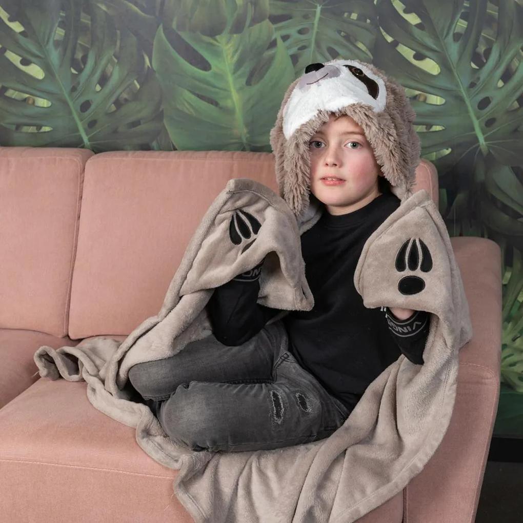 Cozy Noxxiez Hřejivá deka s kapucí se zvířátkem a tlapkovými kapsami Husky
