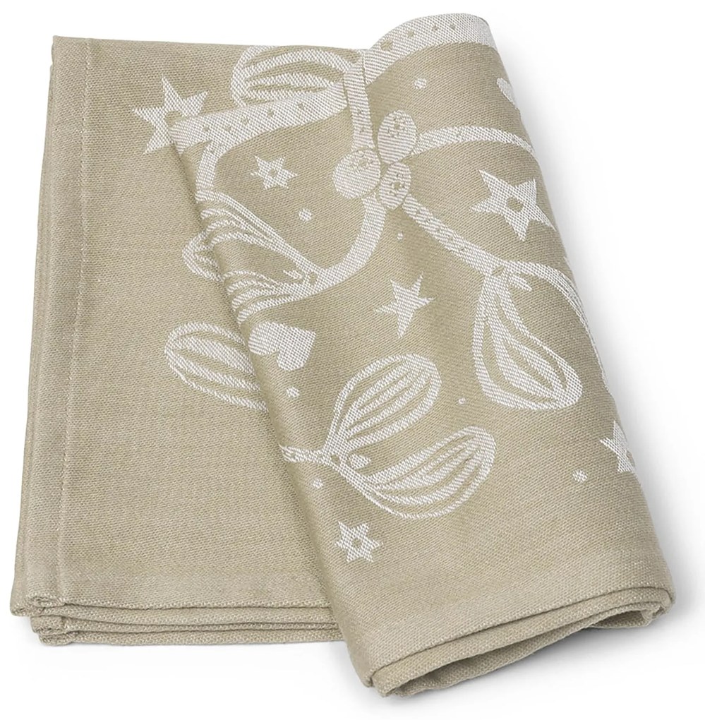 ferm LIVING Utěrka z organické bavlny Mistletoe Sand, béžová barva, krémová barva, textil