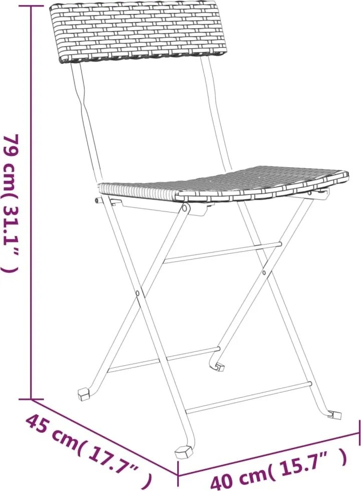 vidaXL 3dílný skládací bistro set polyratan [319990] Barva: Černá