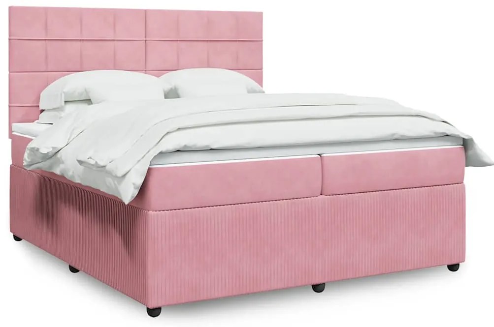 Box spring postel s matrací růžová 200x200 cm samet 3294735