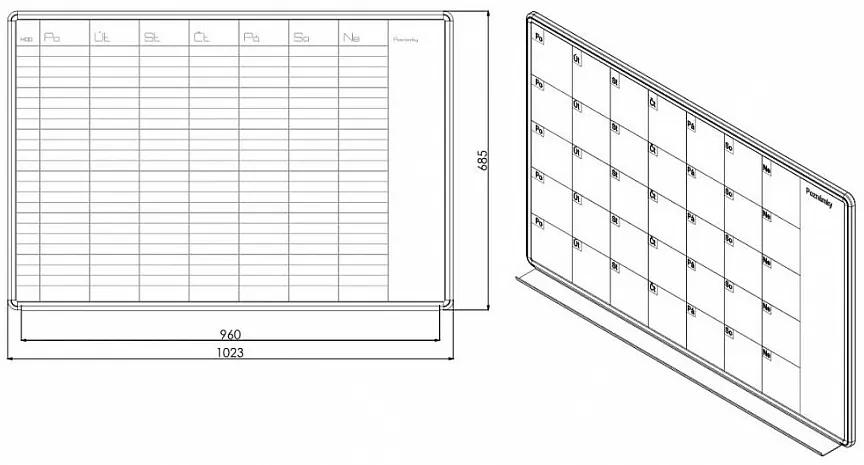 Plánovací tabule týdenní PK L 70 x 100 cm