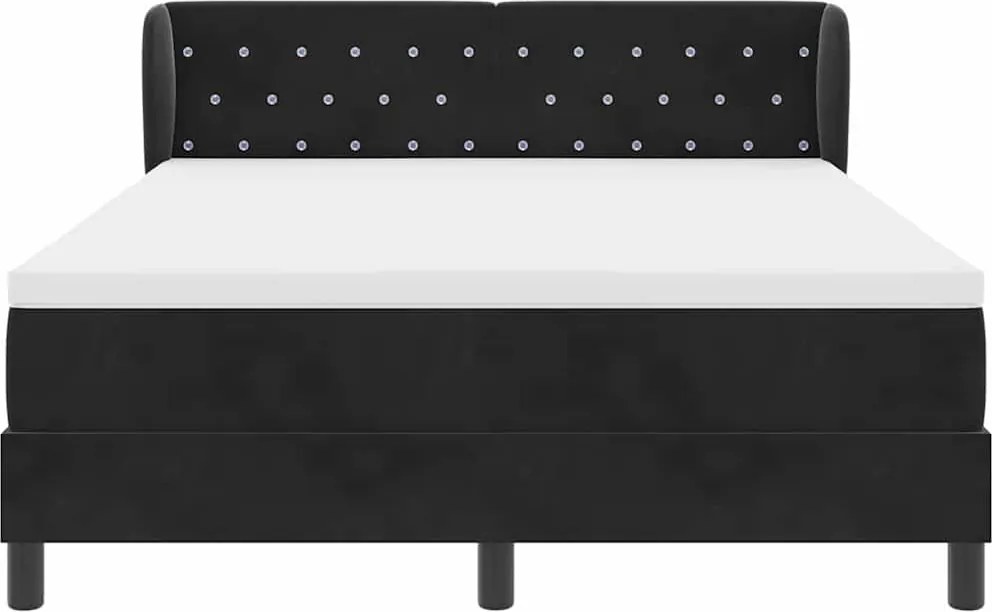 Postel s boxspringem s čelo Černá 160 x 200 cm samet 3340342