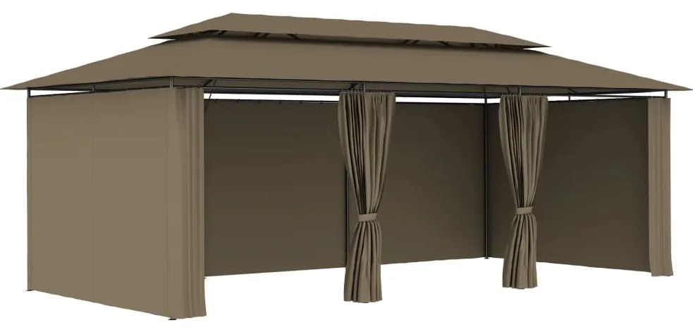 vidaXL Marketos Altán se závěsy 600 x 298 x 270 cm taupe 180 g/m²