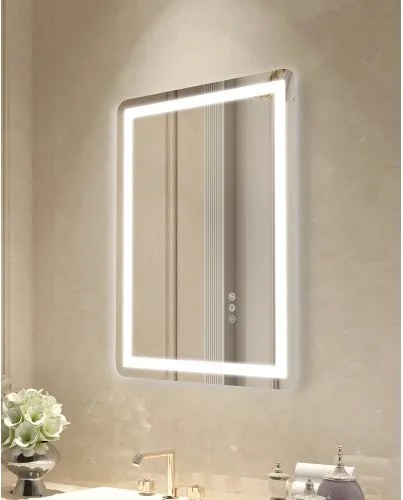LED koupelnové zrcadlo 3 barvy proti zamlžování nástěnné toaletní zrcadlo 50 × 70 cm