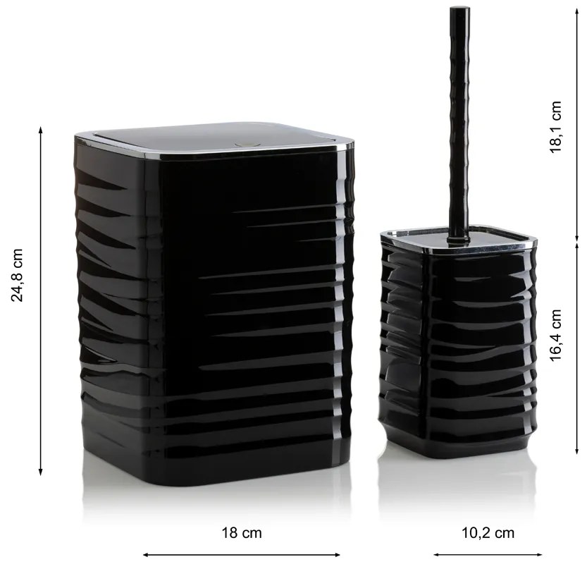 Sada koupelnových doplňků Wave černá/prvky s chromovou povrchovou úpravou