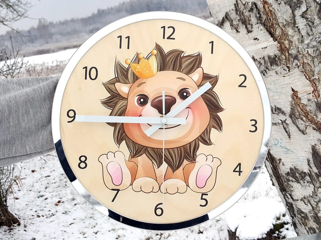 Dětské nástěnné hodiny Mirro Lev 30 cm vícebarevné