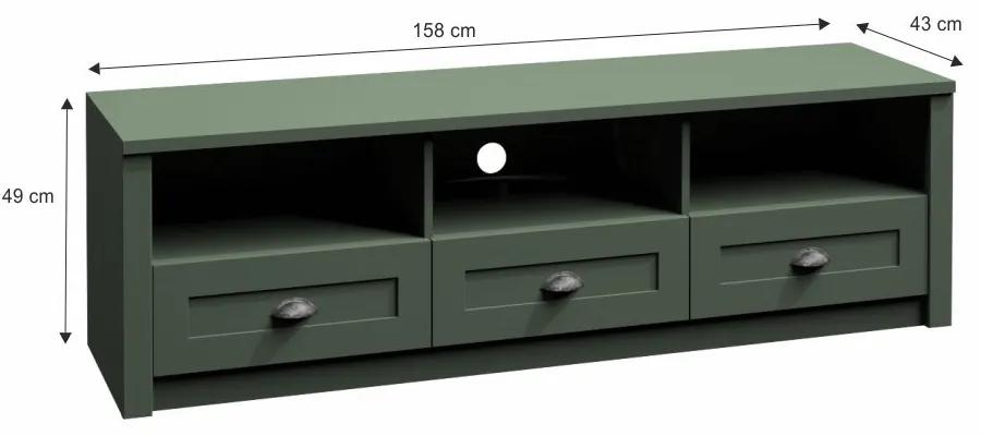 Zelený TV stolek PROVANCE s úložným prostorem