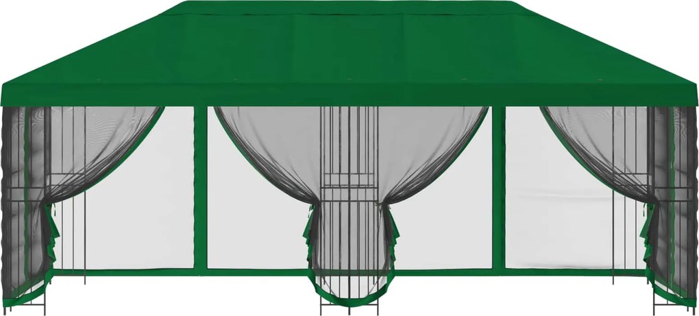 Altán s bočními stěnami 6 x 3 m Zelená Polyester a ocel 190 gsm 3375998