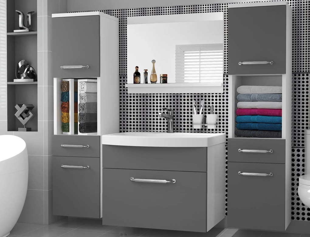 Koupelnový nábytek skříňky s umyvadlem a zrcadlem šedá antracit grafit ROD PRIMO M 6/0/W/SR/0/ZINC