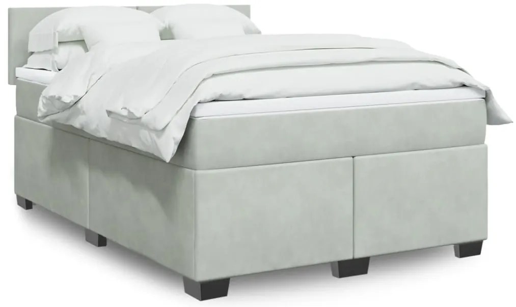 Box spring postel s matrací světle šedá 160x200 cm samet 3288648
