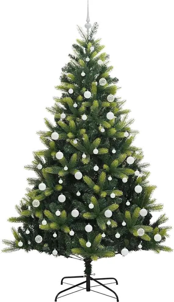 Umělý skládací vánoční stromeček 300 LED Zelená 210 cm PVC a PE 3396003