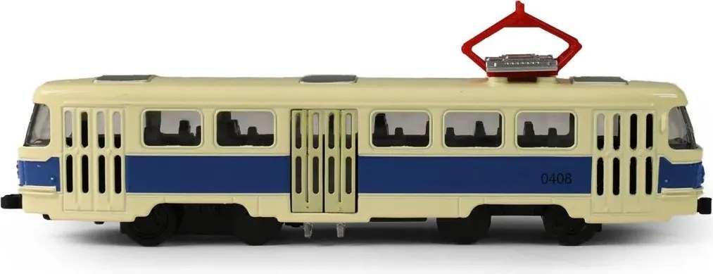 RAPPA Kovová česká retro tramvaj Tatra T3 s otevíracími středními dveřmi - 16 cm - modrá