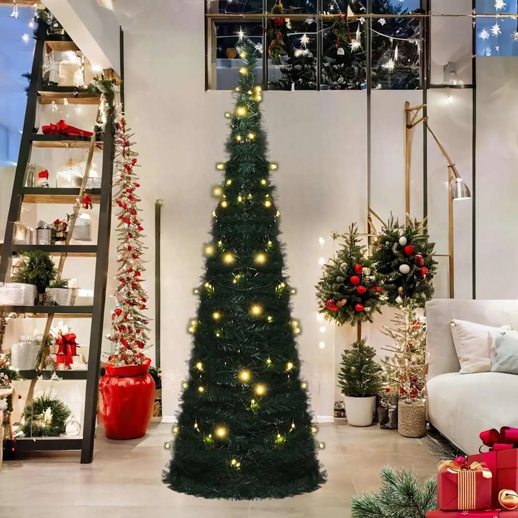 Pop-up umělý vánoční stromek s LED osvětlením zelený 180 cm 321524