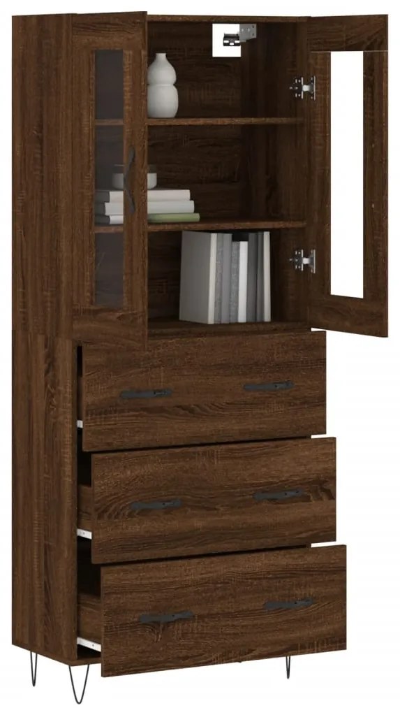 Skříň highboard hnědý dub 69,5 x 34 x 180 cm kompozitní dřevo - Default Title