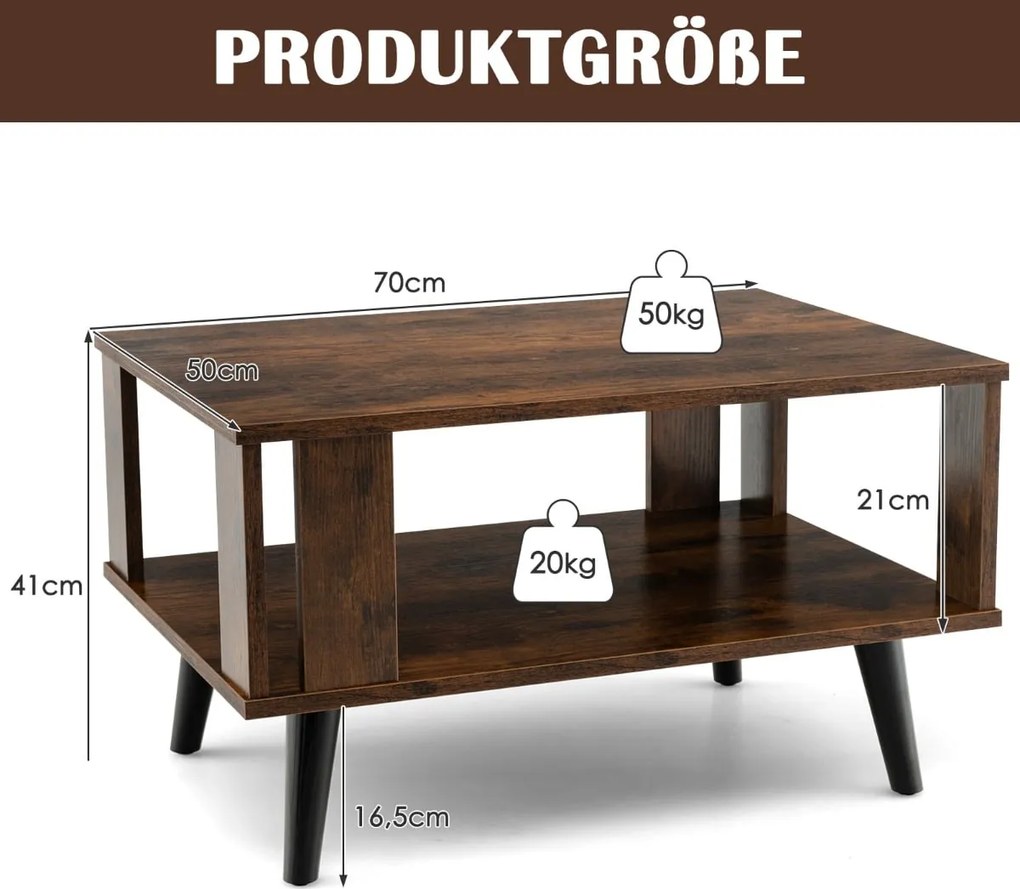 Costway Konferenční stolek do malých prostor 2- patrový dřevěný