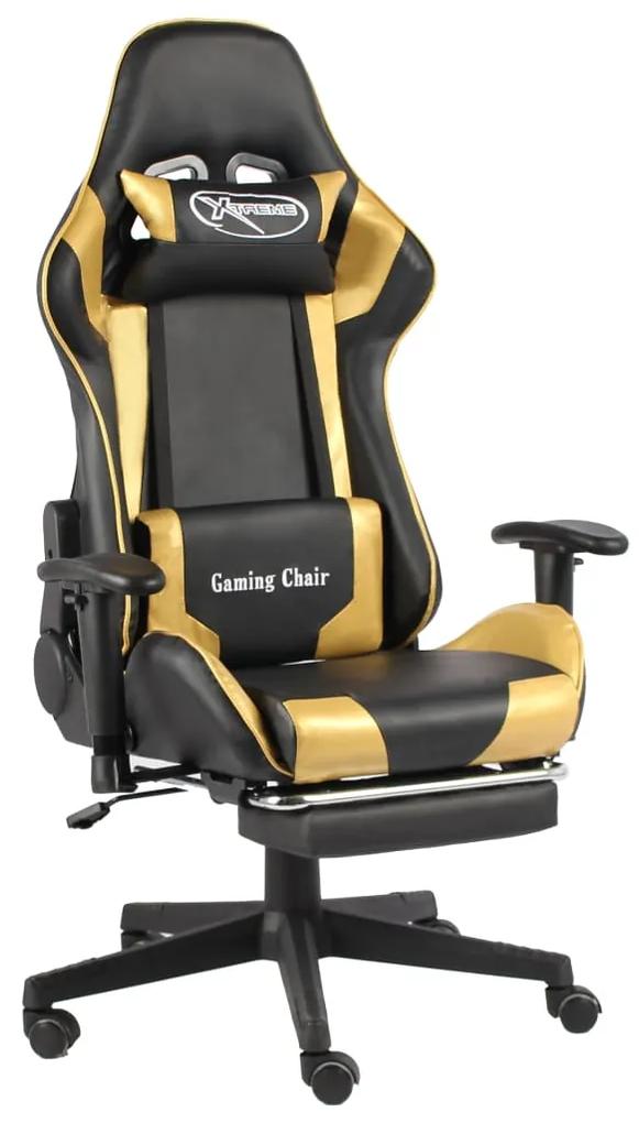 20498 vidaXL Otočná herní židle s podnožkou zlatá PVC