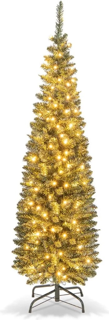 Costway 150 cm Velký umělý vánoční stromek Osvětlený vánoční stromek
